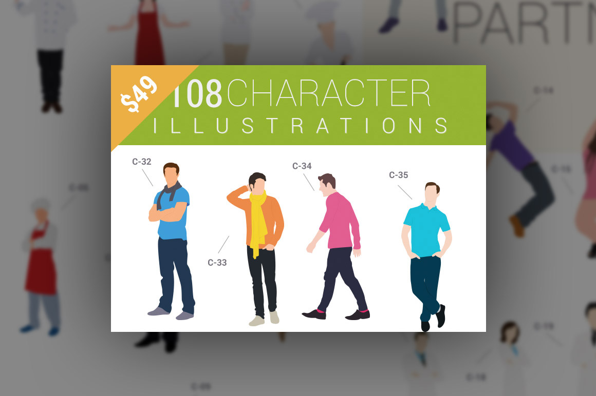 108 Character Illustrations Available In 2 Formats ai and svg | Inventicons