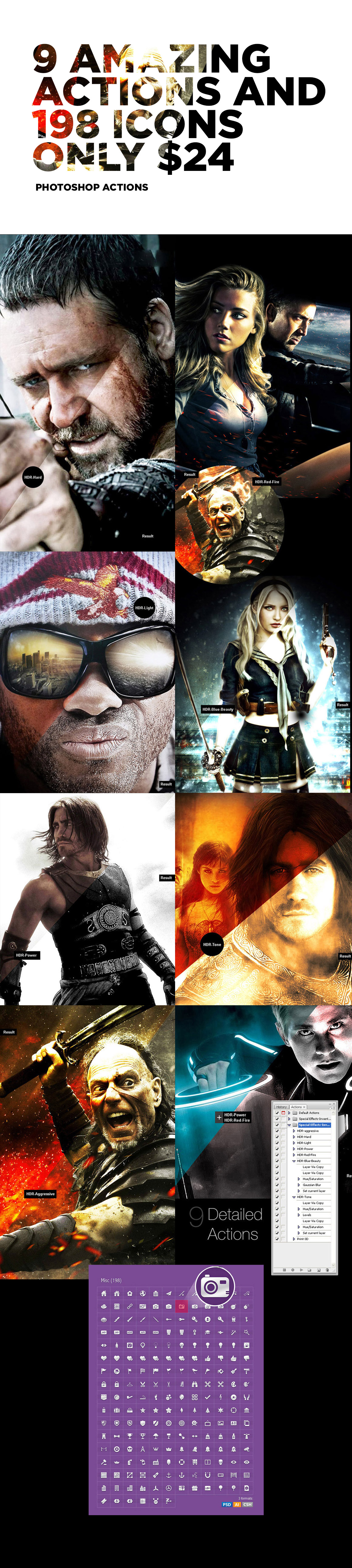 9 Amazing Actions and 198 Icons Only $24