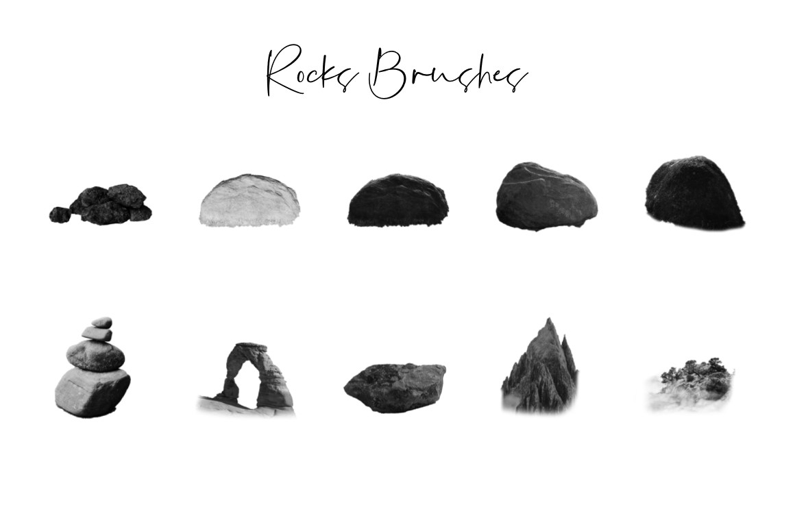 42 Rock and Grass Photoshop Brushes | Inventicons