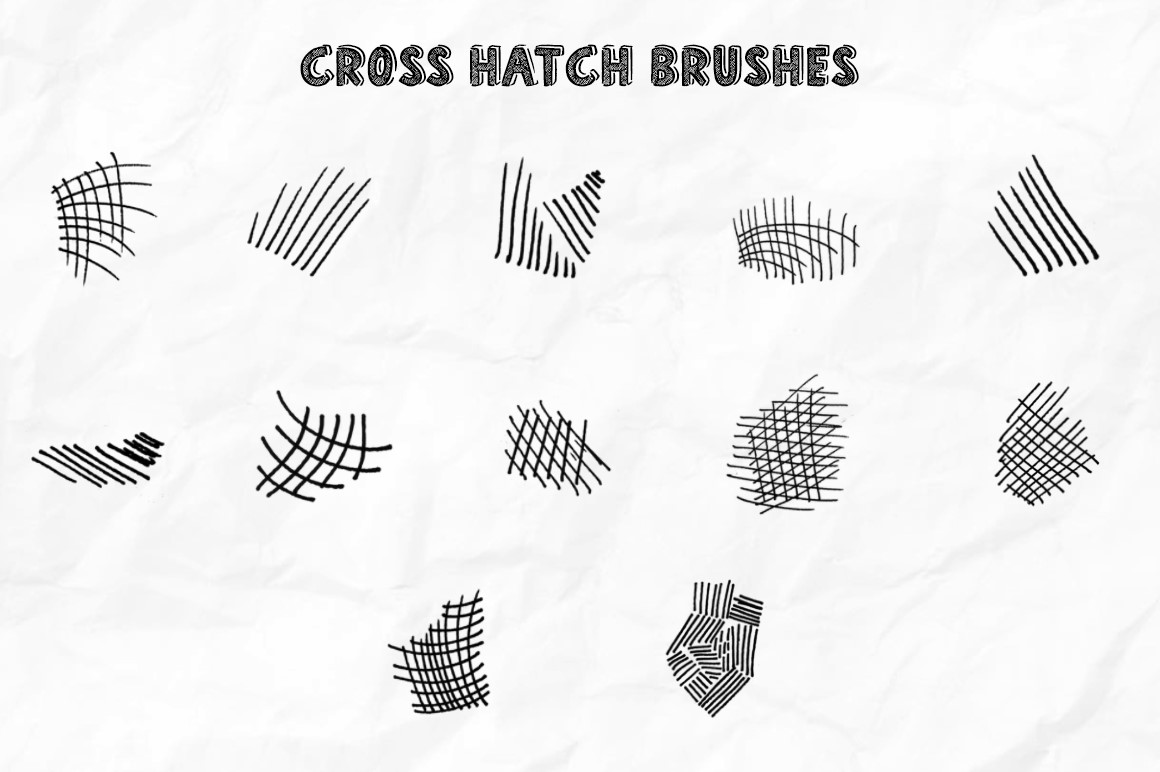Set of 22 Crosshatch Brushes for Photoshop | Inventicons