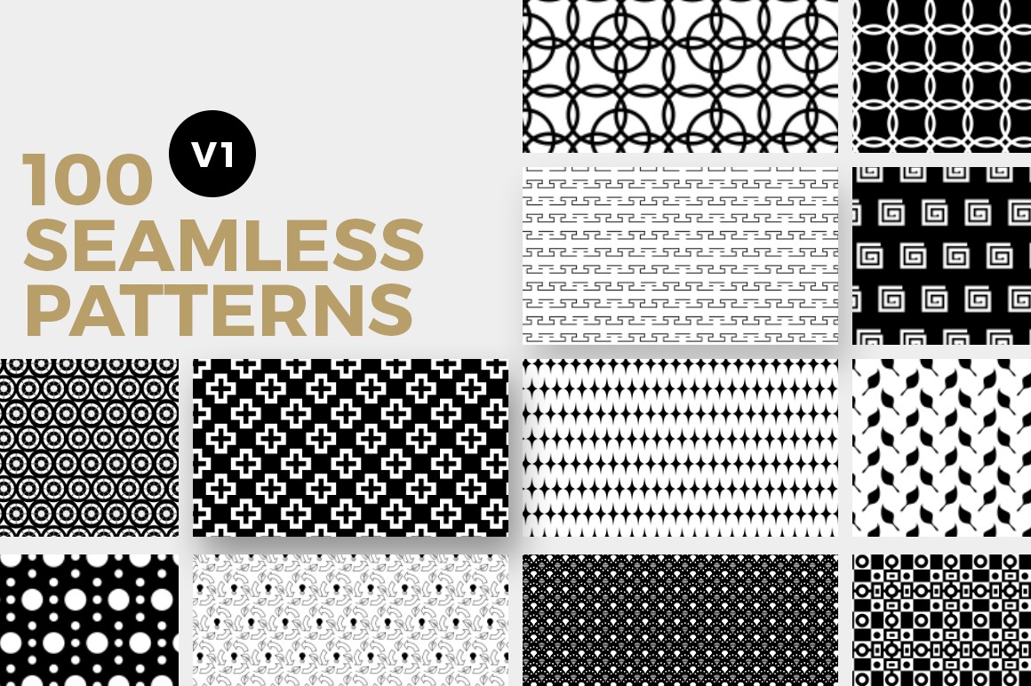100 Seamless Photoshop Patterns - V1 | Inventicons