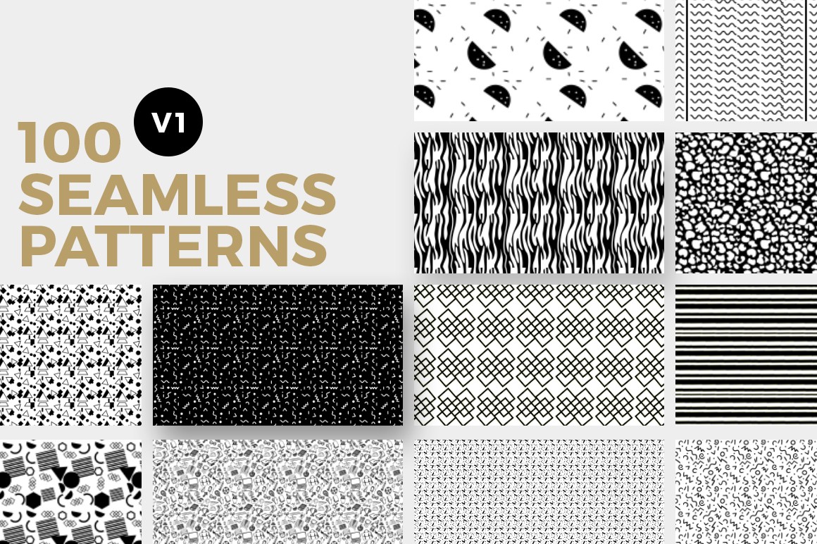 100 Seamless Photoshop Patterns - V1 | Inventicons