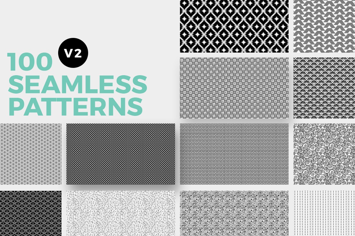 100 Seamless Photoshop Patterns - V2 | Inventicons
