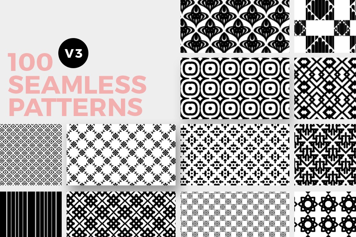 100 Seamless Photoshop Patterns - V3 | Inventicons