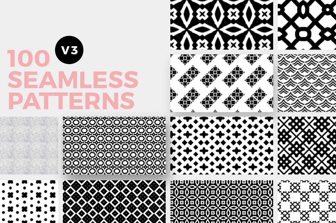 100 Seamless Photoshop Patterns - V3 | Inventicons