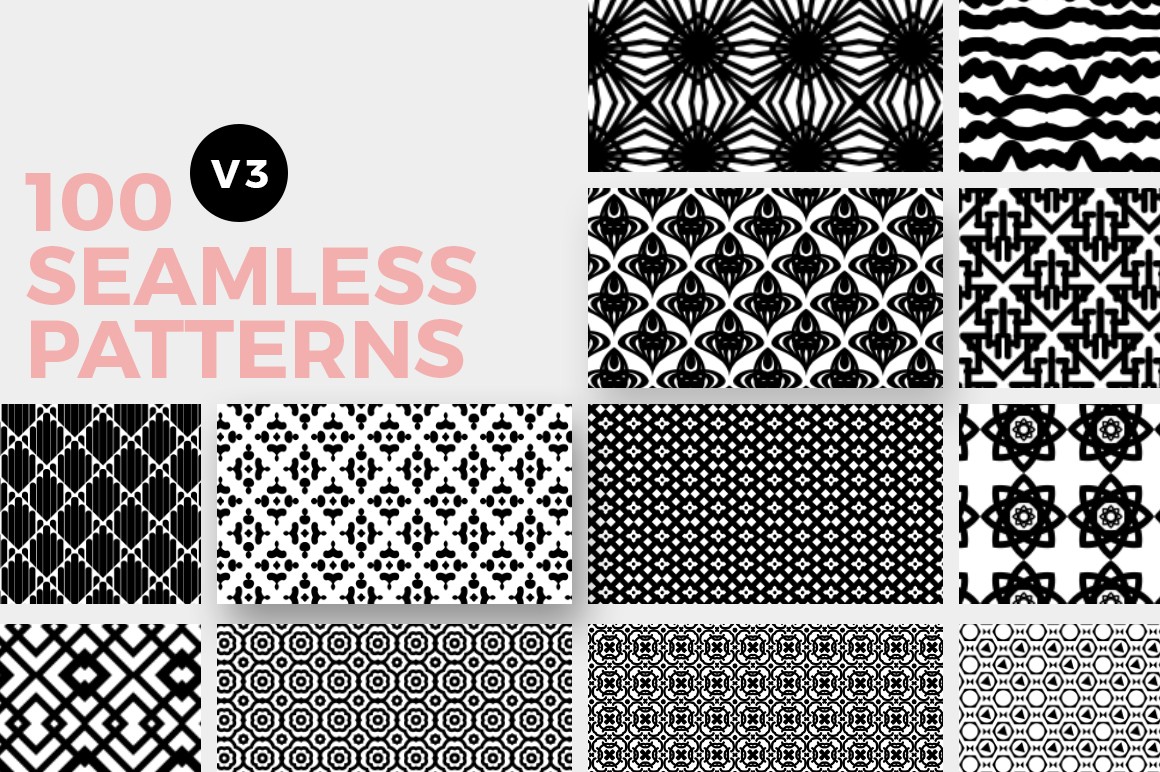 100 Seamless Photoshop Patterns - V3 | Inventicons