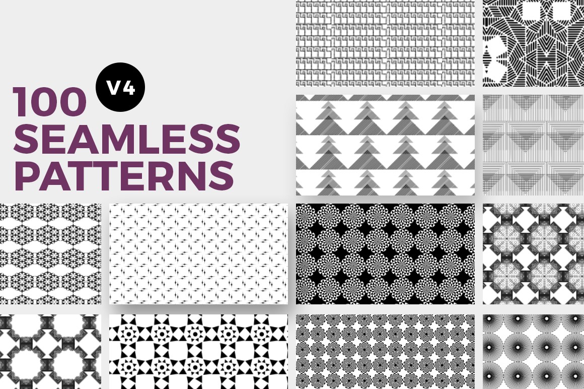 100 Seamless Photoshop Patterns - V4 | Inventicons