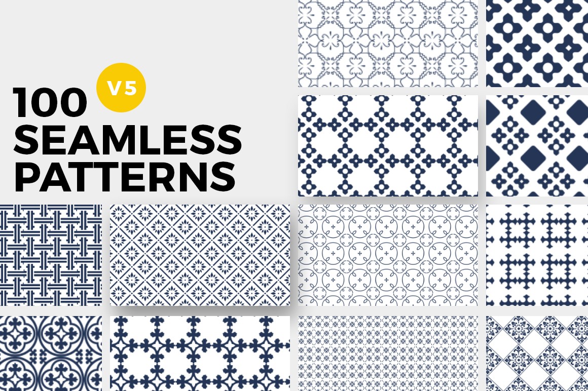 100 Seamless Photoshop Patterns - V5 | Inventicons