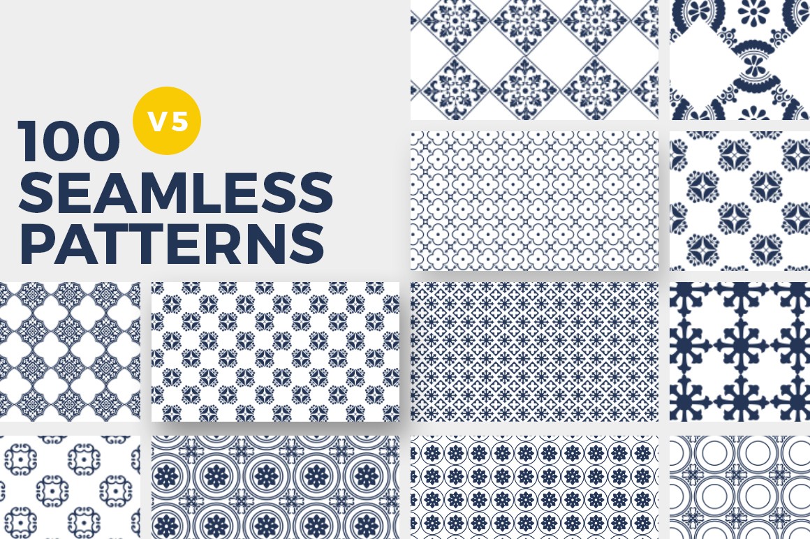 100 Seamless Photoshop Patterns - V5 | Inventicons