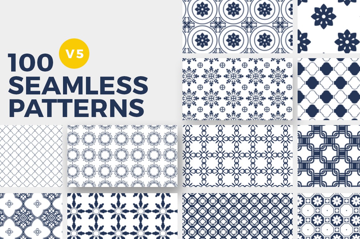 100 Seamless Photoshop Patterns - V5 | Inventicons