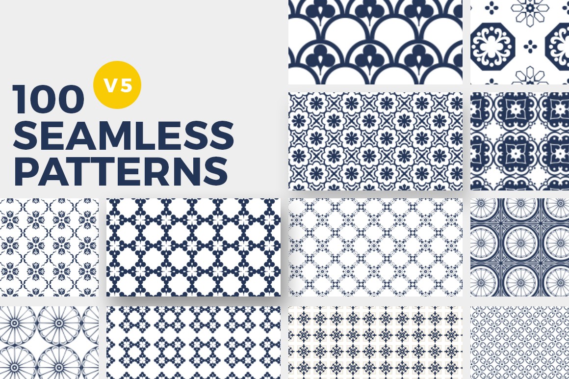 100 Seamless Photoshop Patterns - V5 | Inventicons