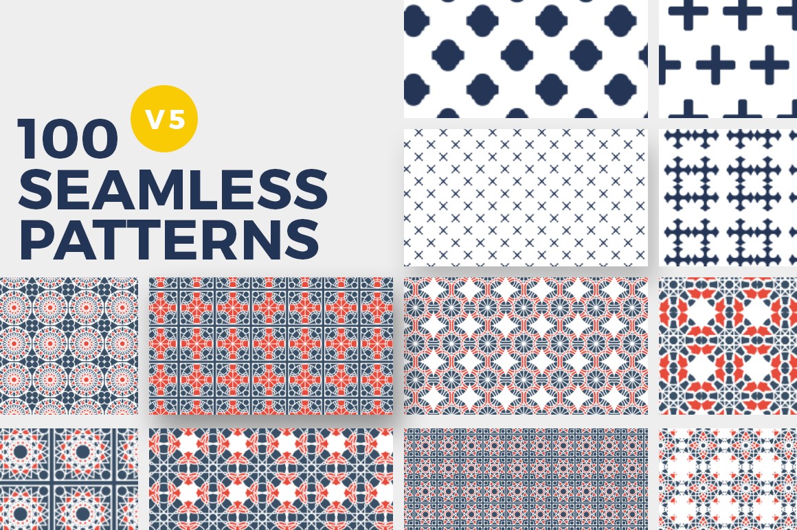 100 Seamless Photoshop Patterns - V5 | Inventicons