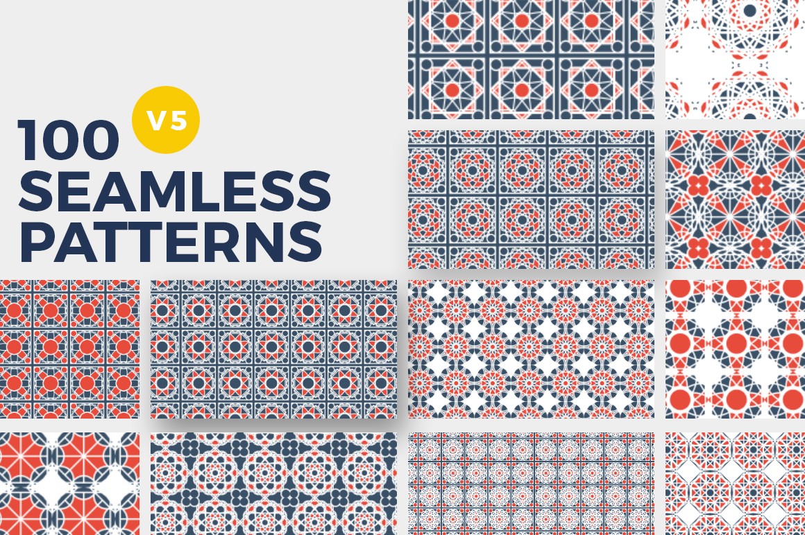 100 Seamless Photoshop Patterns - V5 | Inventicons