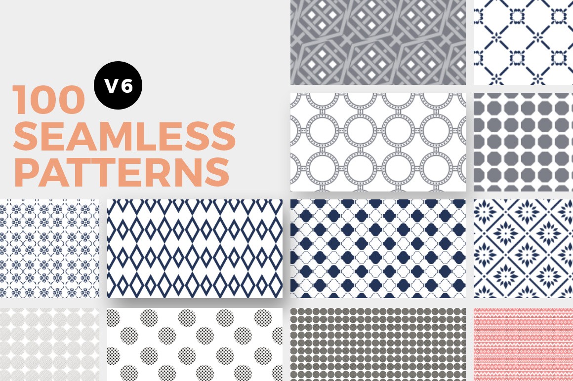 100 Seamless Photoshop Patterns - V6 | Inventicons