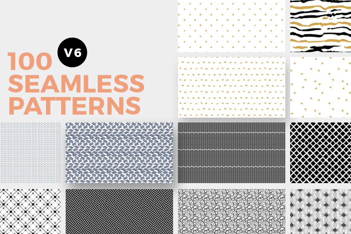 100 Seamless Photoshop Patterns - V6 | Inventicons