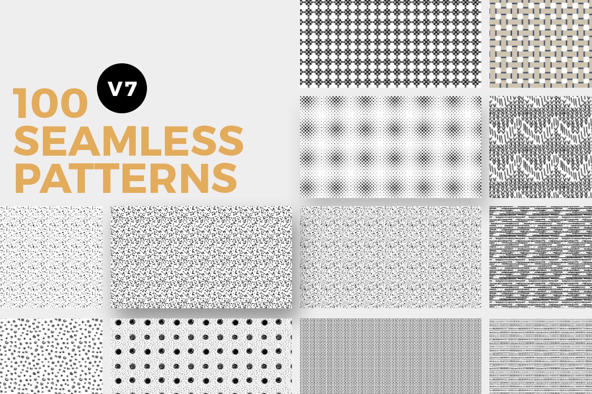 100 Seamless Photoshop Patterns - V7 | Inventicons