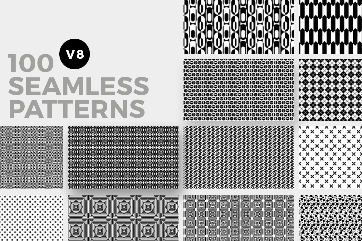 100 Seamless Photoshop Patterns - V8 | Inventicons