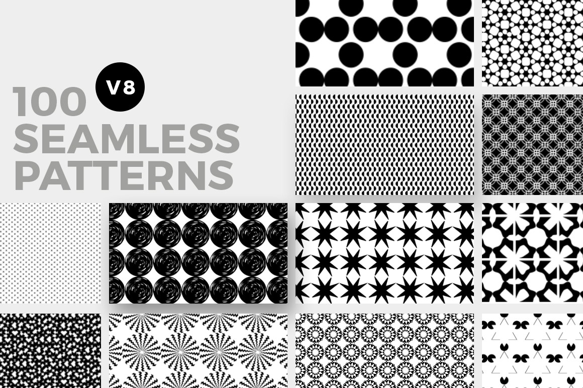 100 Seamless Photoshop Patterns - V8 | Inventicons