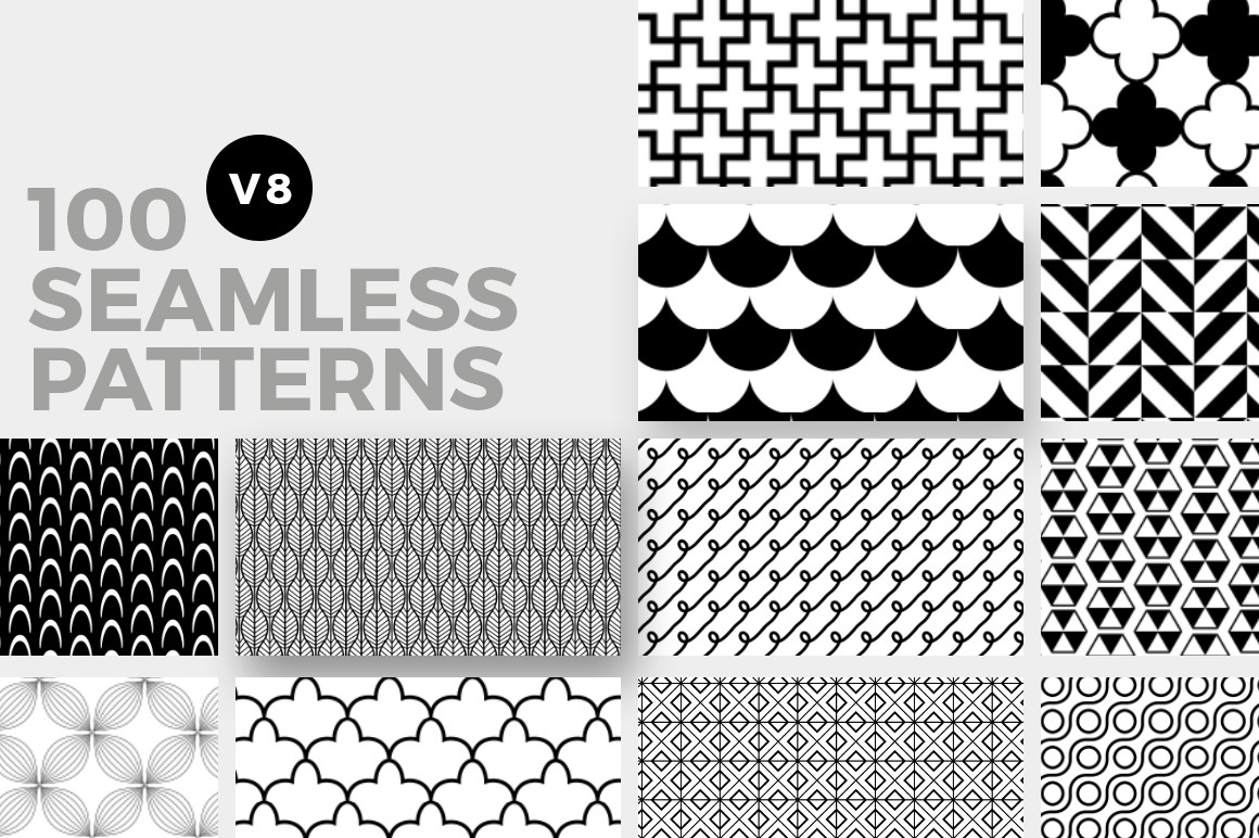 100 Seamless Photoshop Patterns - V8 | Inventicons