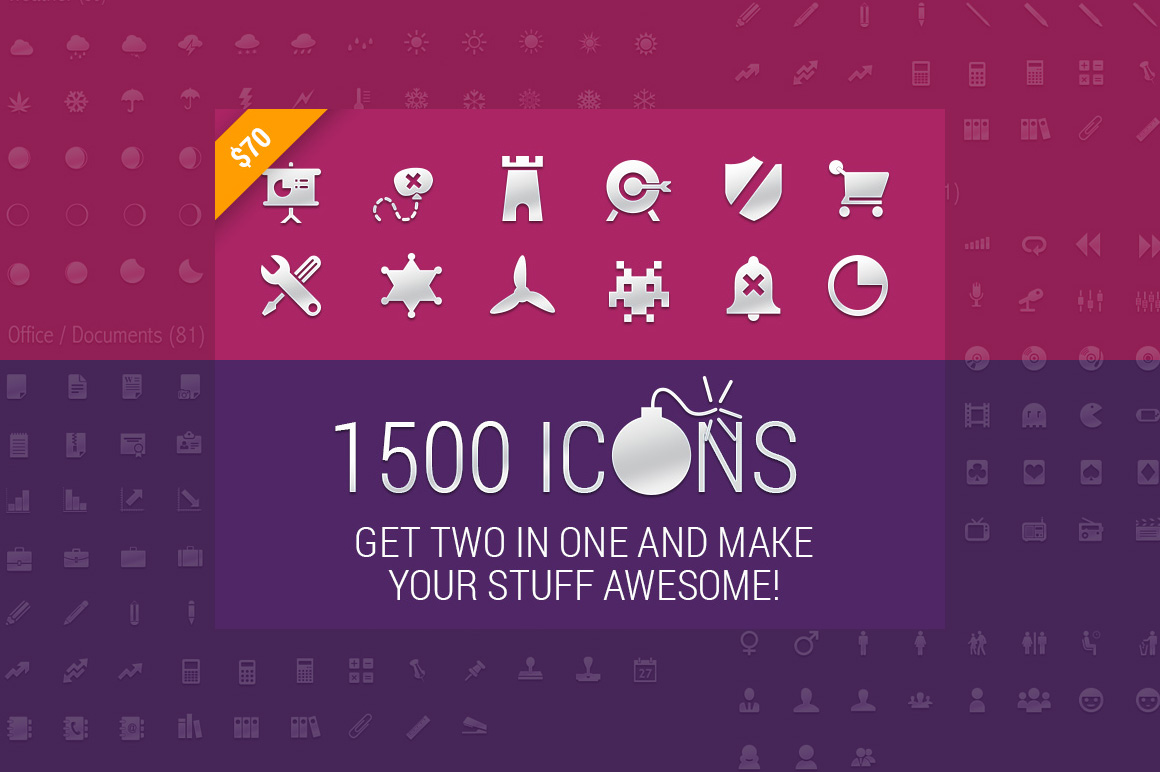 1500 Icons Get Two In One And Make Your Stuff Awesome! Price: $70 ...